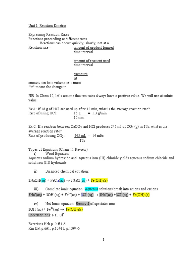 Kinetics Notes | PDF | Reaction Rate | Chemical Reactions