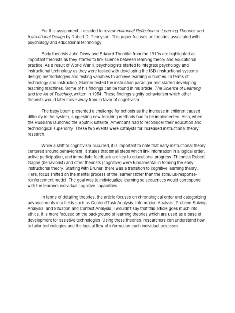 Module 5 Reflection of Theroies and Ethics 1 | PDF | Behaviorism | Learning