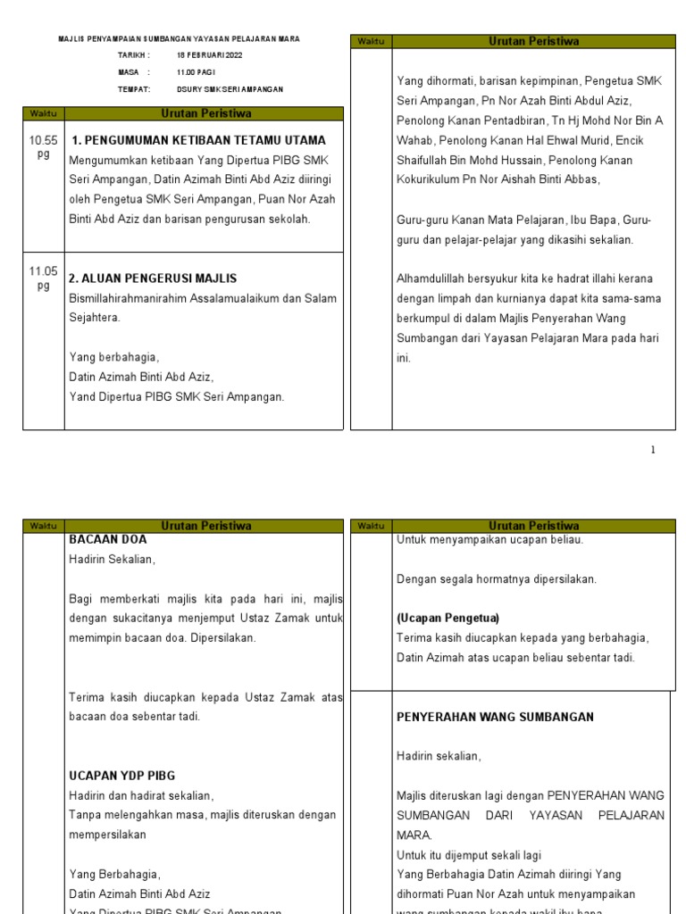 Majlis Penyampaian Sumbangan Yayasan Mara | PDF