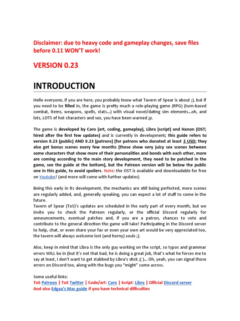 Disclaimer: Due To Heavy Code and Gameplay Changes, Save Files Before 0.11 WON'T Work! | PDF