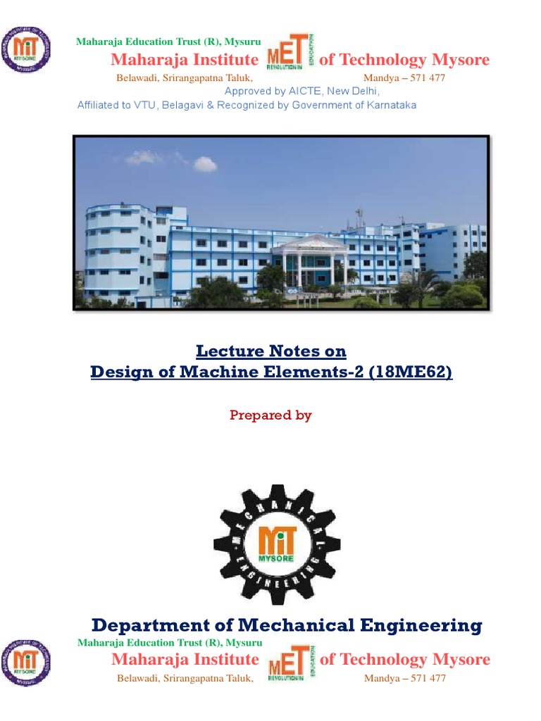 Design of Machine Elements-II-18ME62 | PDF | Belt (Mechanical) | Bending
