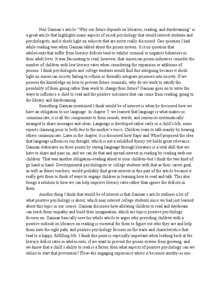 Neil Gaiman Reflection-2 | PDF | Positive Psychology | Psychology