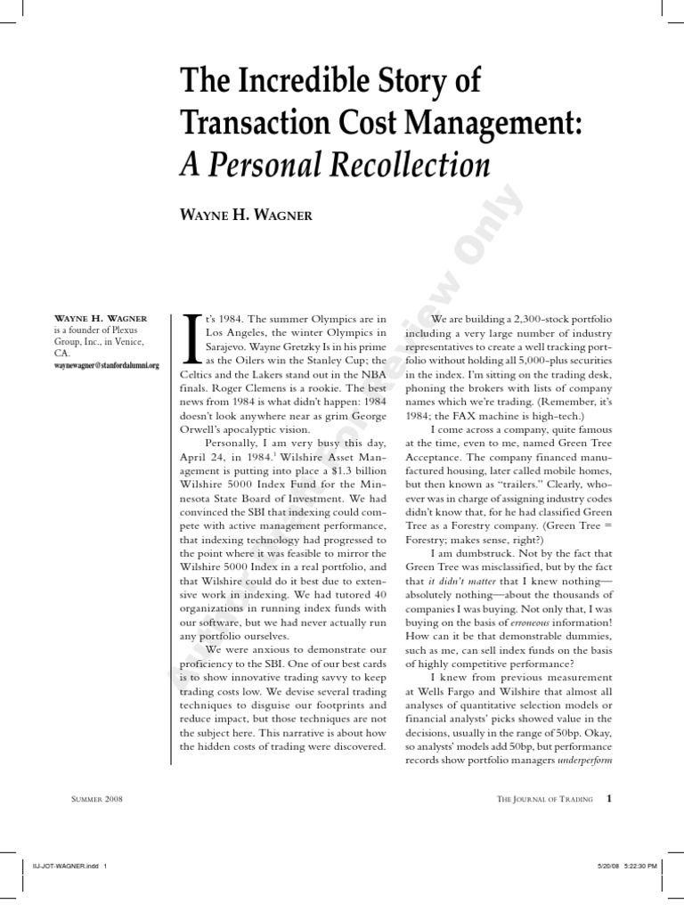 Incredible Story of Transaction Cost Measurement | PDF | Prediction ...