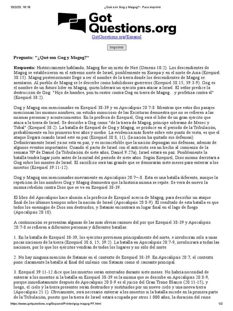 Pregunta: "¿Qué Son Gog y Magog?" Respuesta: Históricamente Hablando ...