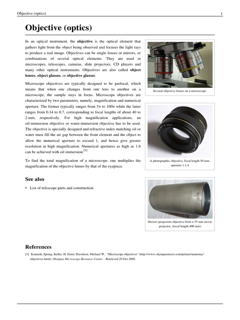 Objective (Optics) | PDF | Natural Philosophy | Optics