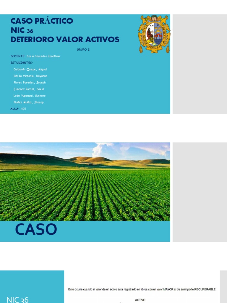Caso PR Ctico Á NIC 36 Deterioro Valor Activos: Soria Saavedra Jonathan | PDF