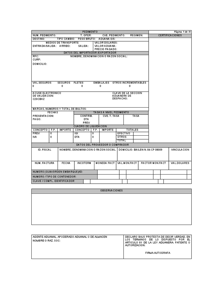 Pdfslide - Tips - Formato de Pedimento Vacio | PDF | Economias | Business