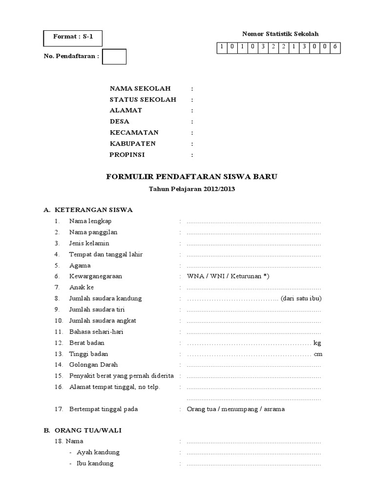 Formulir Pendaftaran Pdf