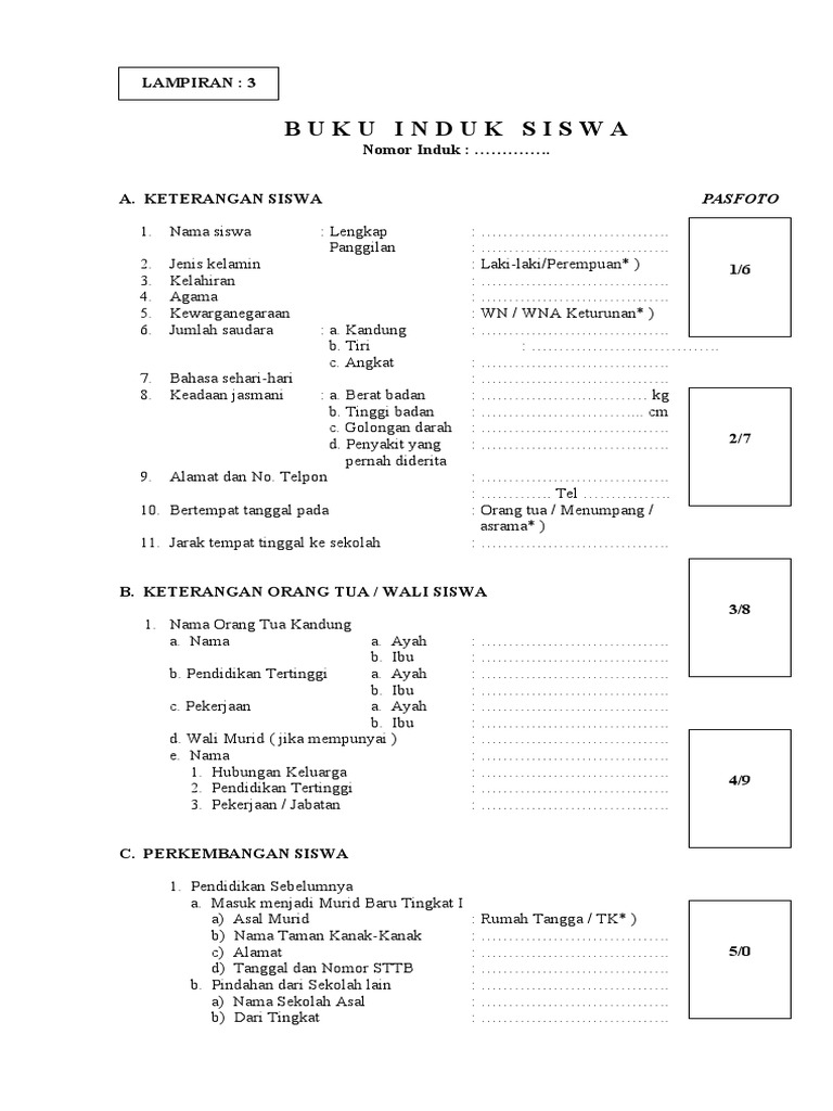 Buku Induk Siswa | PDF
