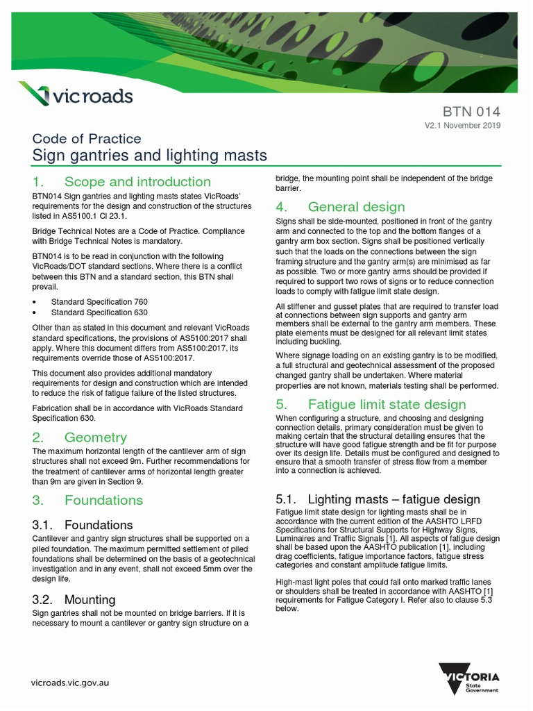 Bridge Technical Note 2018 - 014 Sign Gantries and Lighting Masts 1019 ...