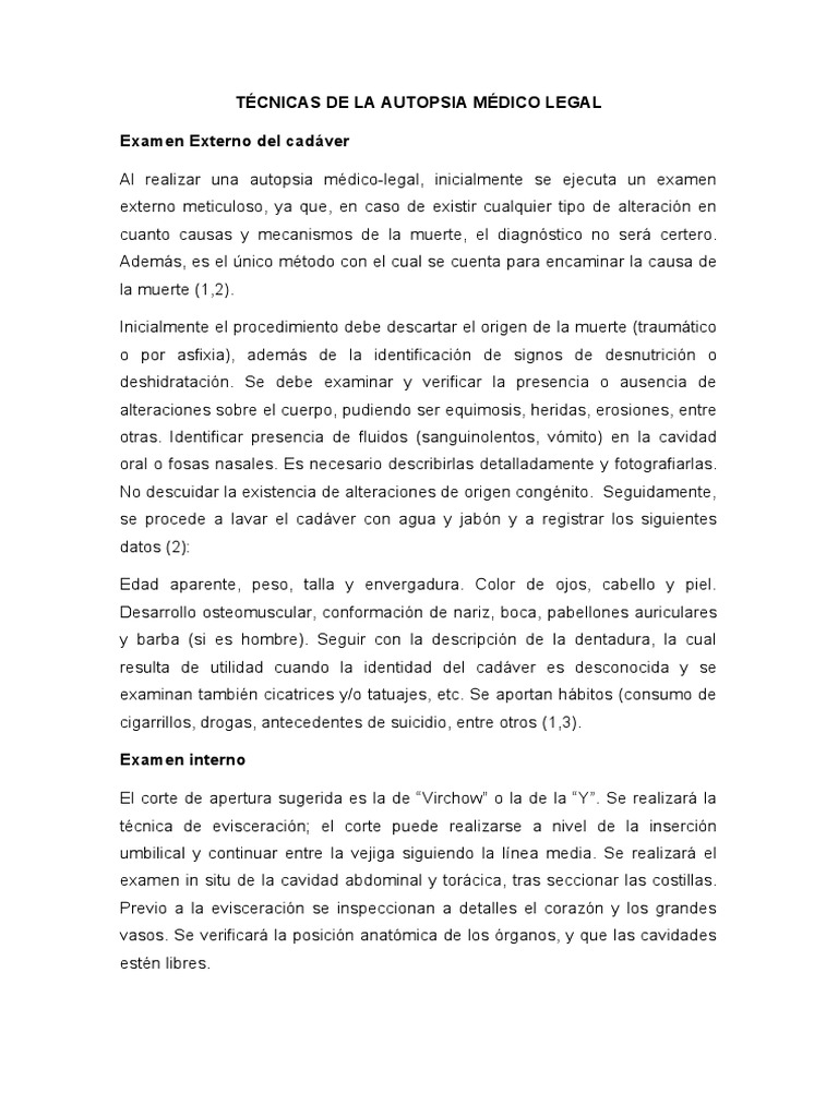 Técnicas de Autopsia Médico Legal | PDF | Abdomen | Tórax