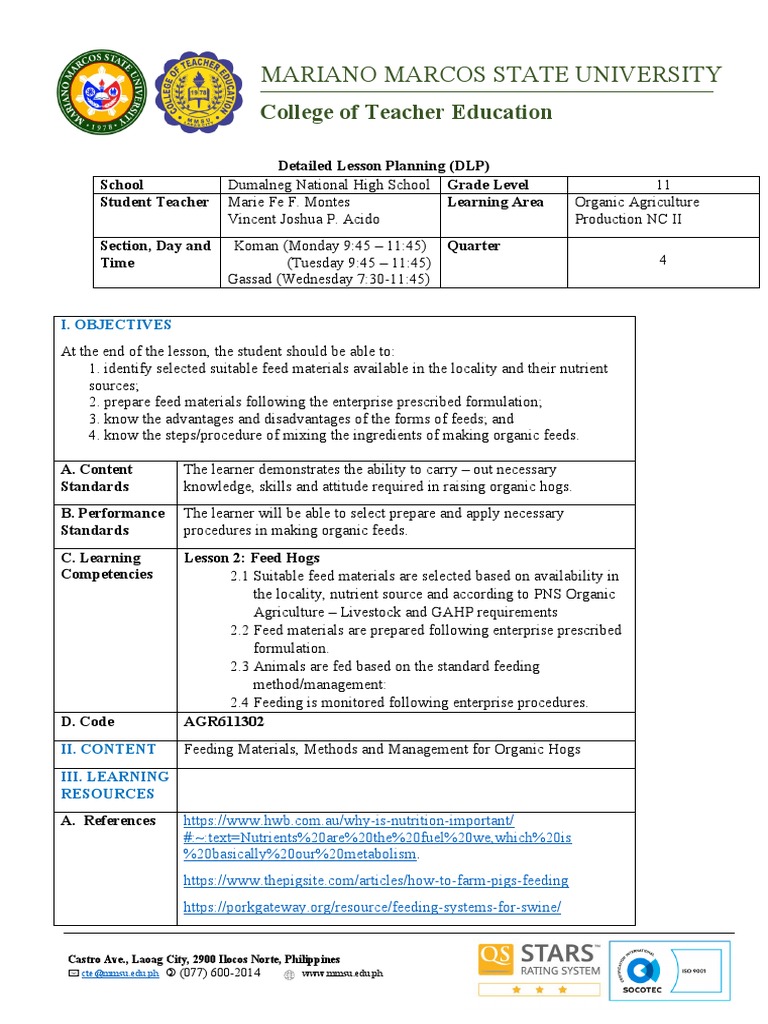 ROH Feed Material Lesson PLan | PDF | Nutrients | Vitamin