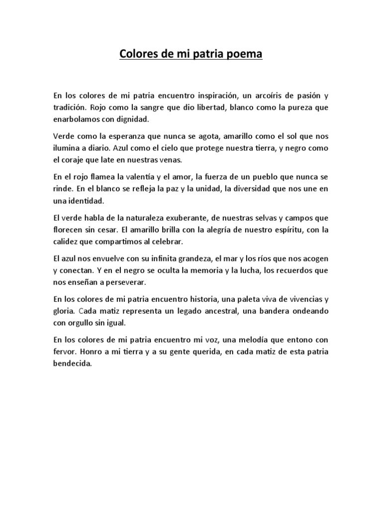 Colores de Mi Patria Poema | PDF