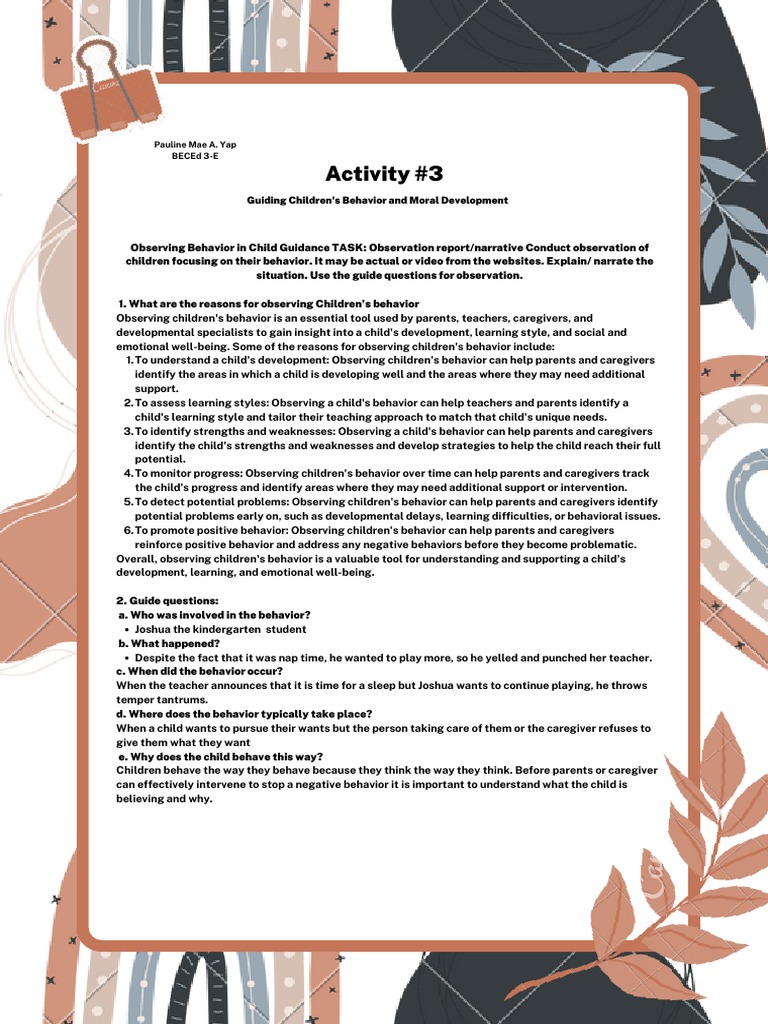 Guiding Children S Behavior And Moral Development Pdf Caregiver