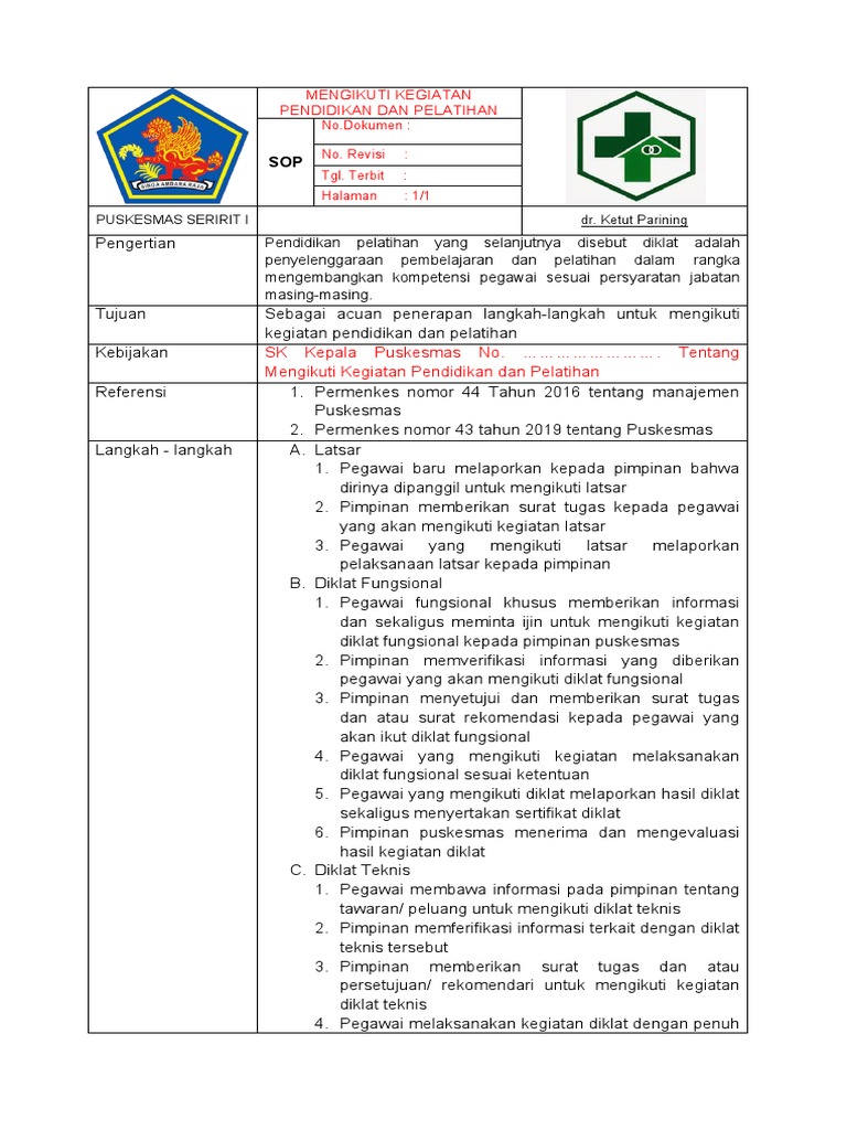 Sop Mengikuti Kegiatan Pendidikan Dan Pelatihan | PDF
