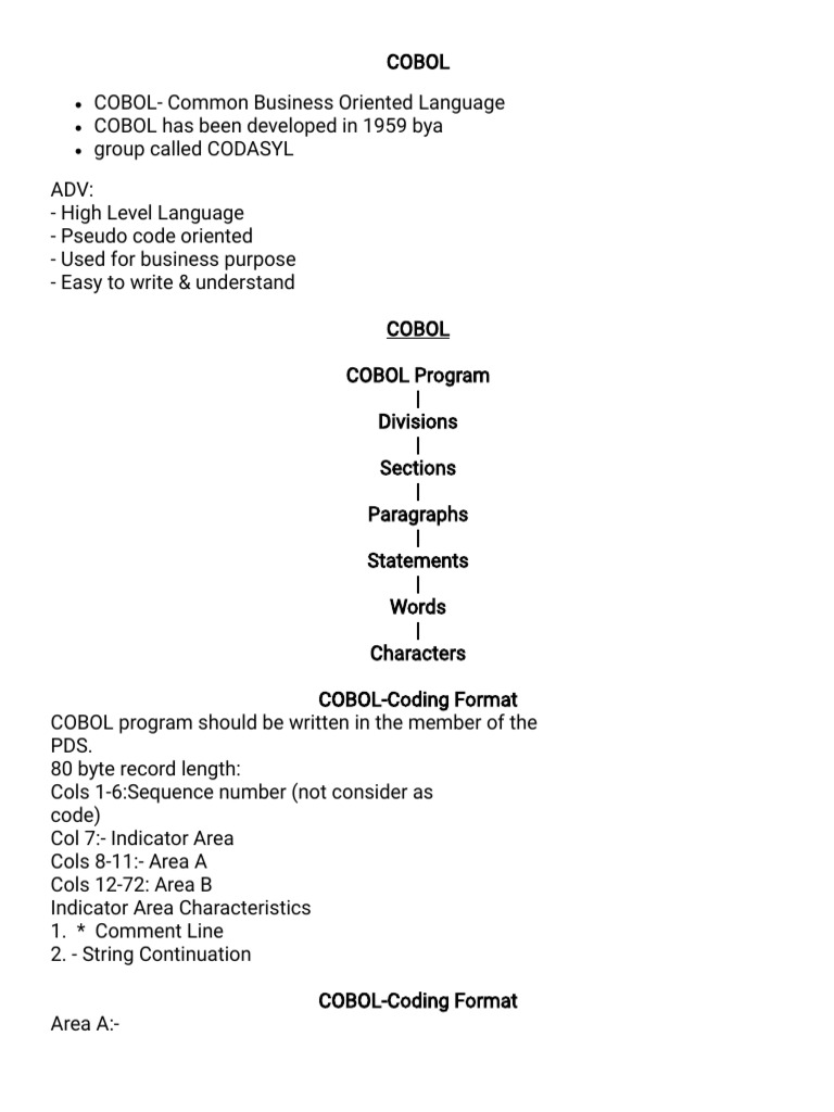 Cobol-Complete-Notes 1 | Download Free PDF | Computer Program | Programming