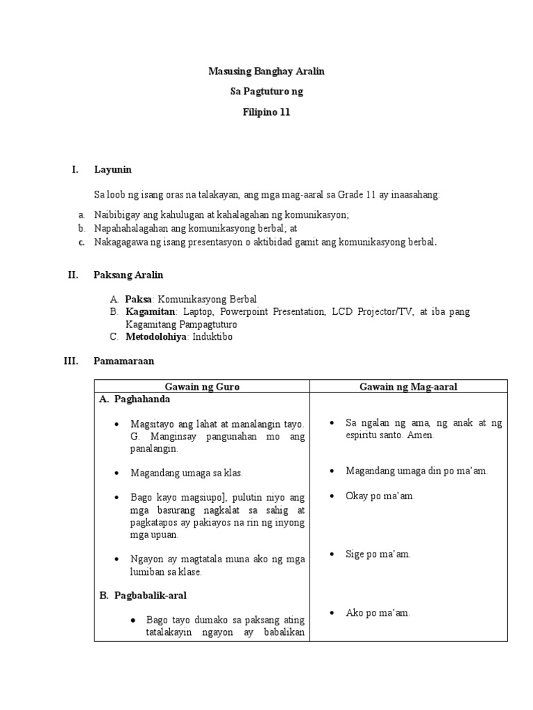 Banghay Aralin (SHS) | PDF