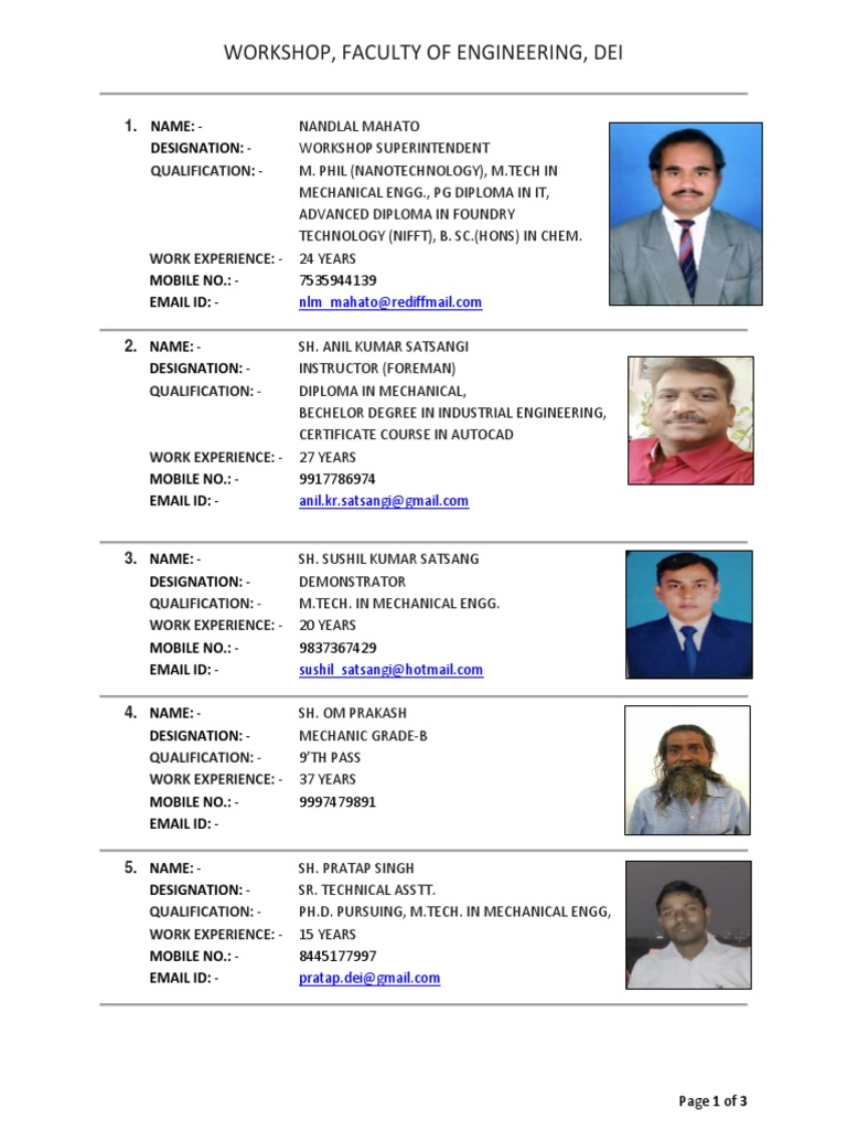 WORKSHOP Engg. Dei | PDF | Educational Stages | Career And Technical ...
