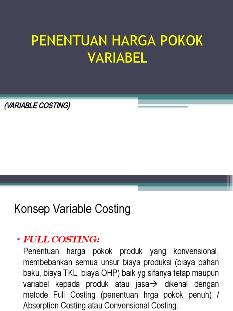 Penentuan Harga Pokok Variable | PDF