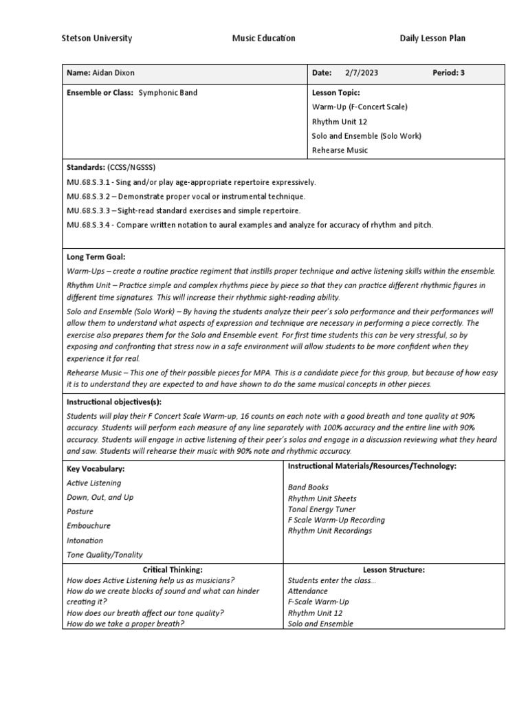 Dixon - Lesson Plan 2 | Descargar gratis PDF | Cognitive Science | Behavior Modification