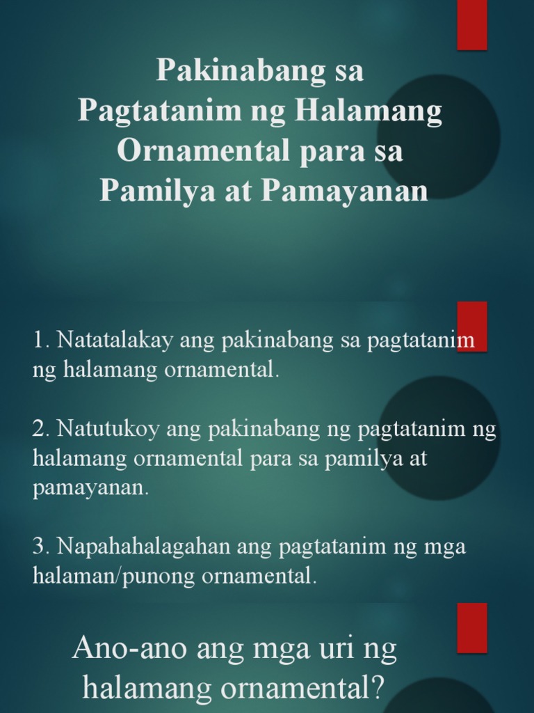 Pakinabang Sa Pagtatanim NG Halamang Ornamental | PDF