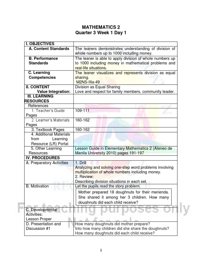 AMath2Q3Week1Day 1-5 | PDF | Learning | Teachers