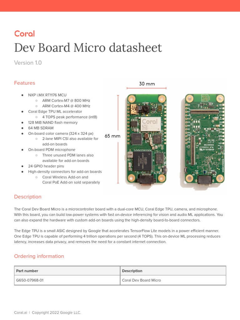 Coral Dev Board Micro Datasheet-3009759 | PDF | Power Supply ...