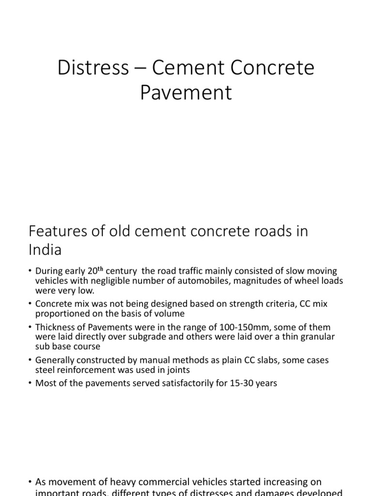 Distress - Cement Concrete Pavement | PDF | Road Surface | Concrete
