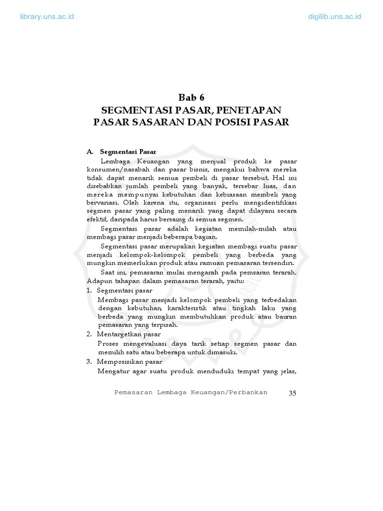 Literatur Diskusi Sesi 3 - Segmentasi Pasar | PDF