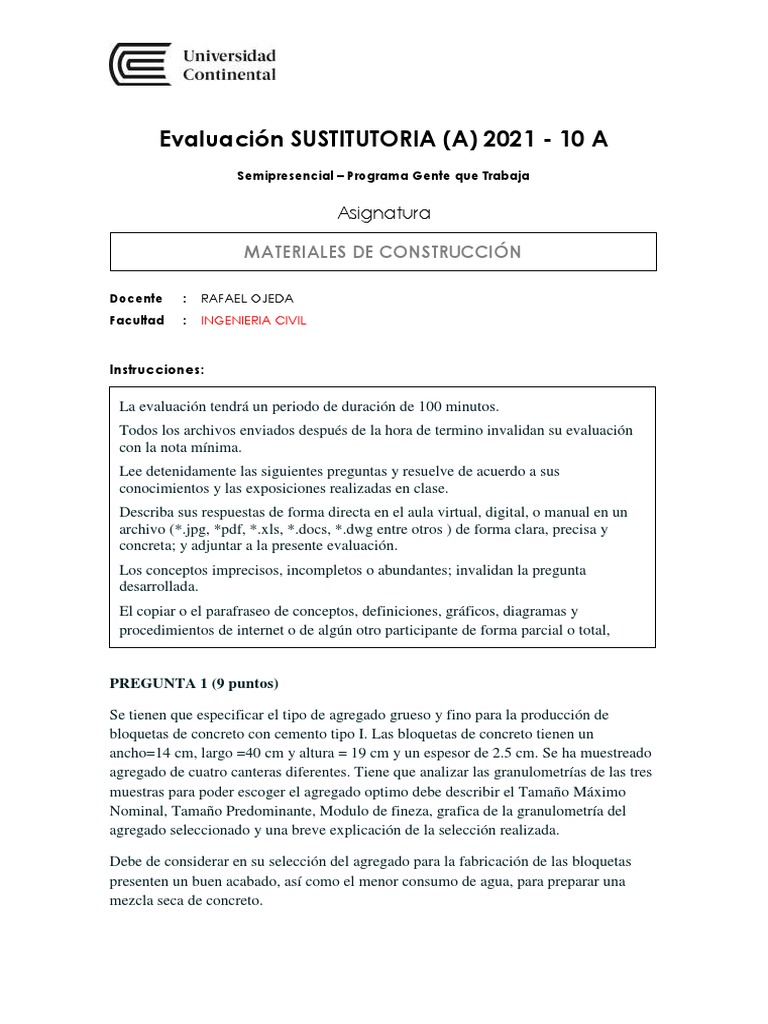 Plantilla - Prueba - de - Desarrollo (1) Materiales de Construccion | PDF | Hormigón | Materiales