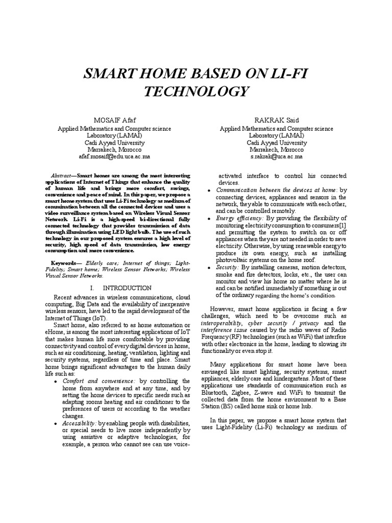 Li-Fi Smart Home System Overview | PDF | Home Automation | Internet Of ...