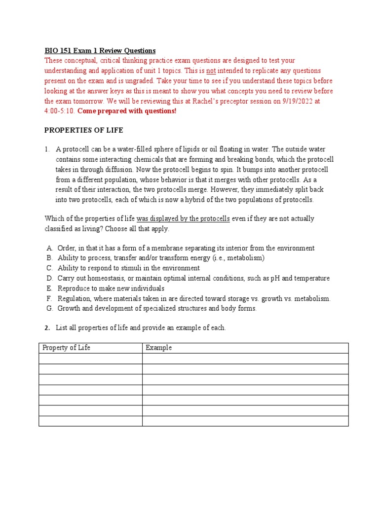 Bio 151 Exam 1 Practice Pdf Chloroplast Mitochondrion