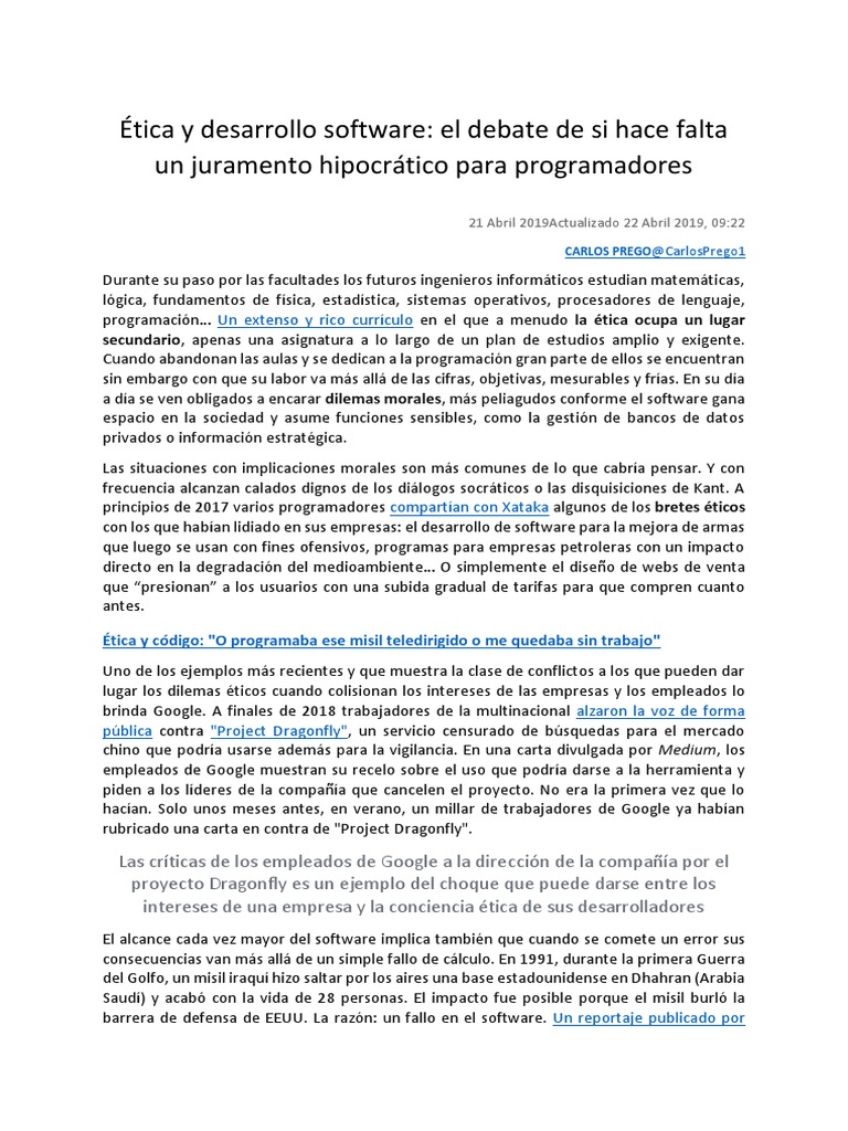 Etica Software | PDF | Software | Ciencias de la Computación
