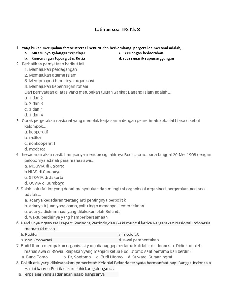 Latihan Soal IPS Kls 8 | PDF