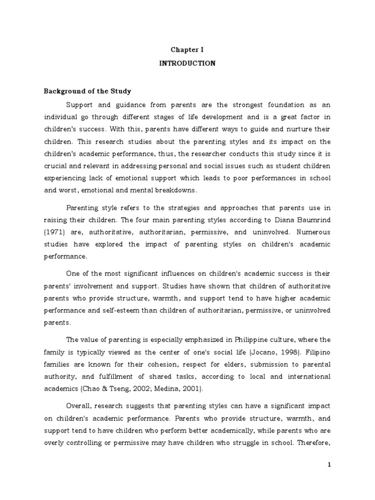 Research Sample Chapter 1-2 | PDF | Parenting | Behavioural Sciences