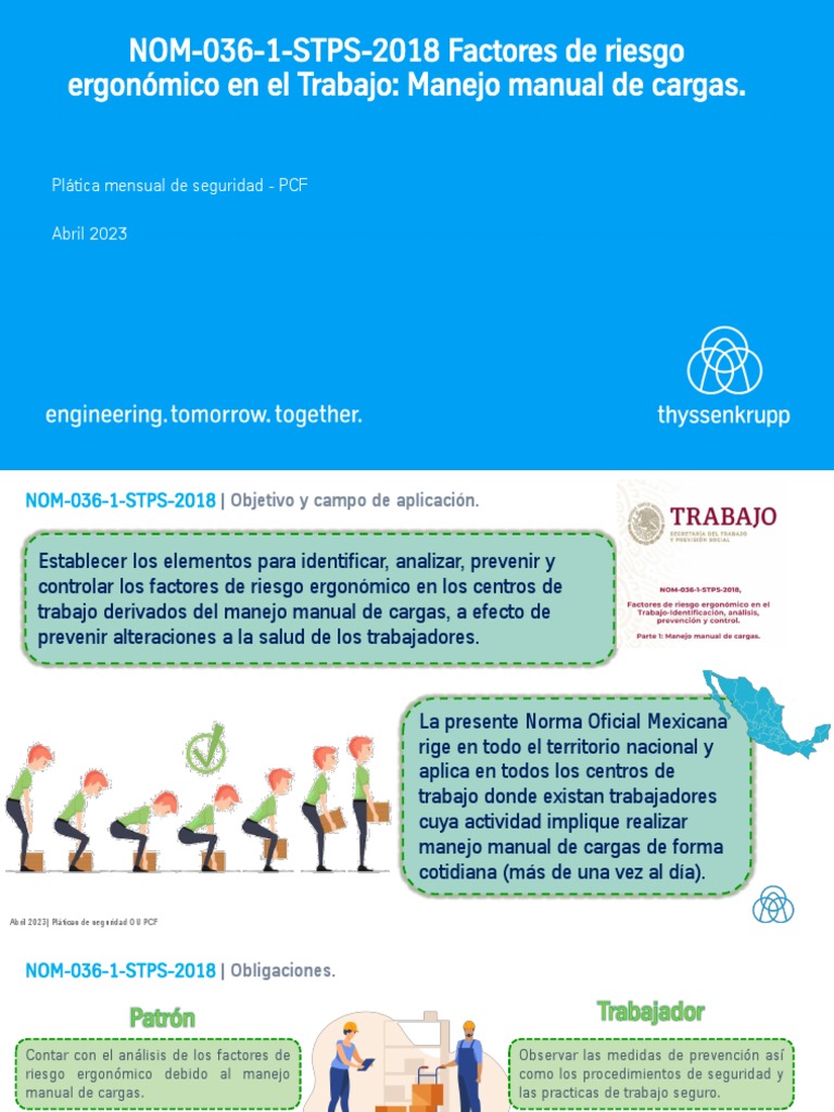 NOM-036-1-STPS-2018 Factores de Riesgo Ergonómico en El Trabajo: Manejo ...