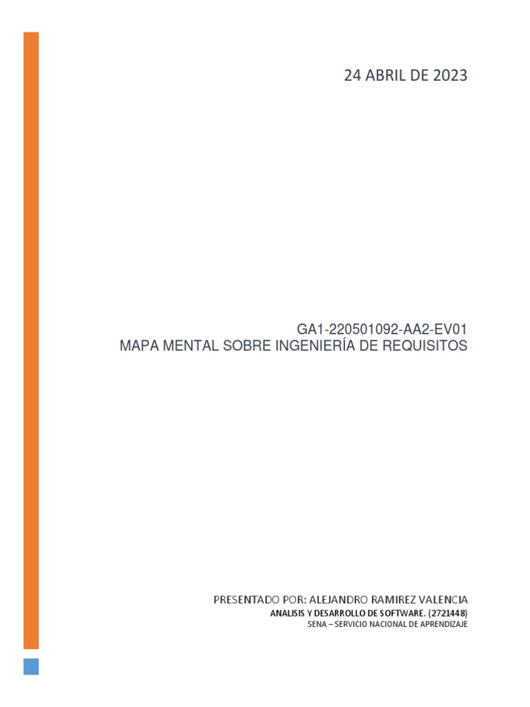 Mapa Mental Sobre Ingeniería de Requisitos - GA1 - 220501092 - AA2 - EV01 | PDF | Software ...