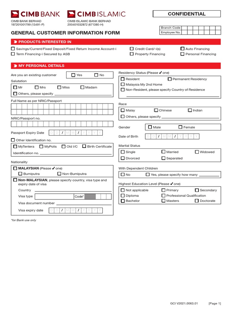 Borang CIMB Jan 2023 | PDF | Banks | Credit Card