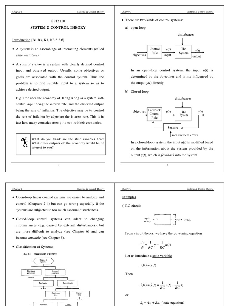 SCI2110 System & Control Theory: State Variables) | PDF | Control Theory | Eigenvalues And ...