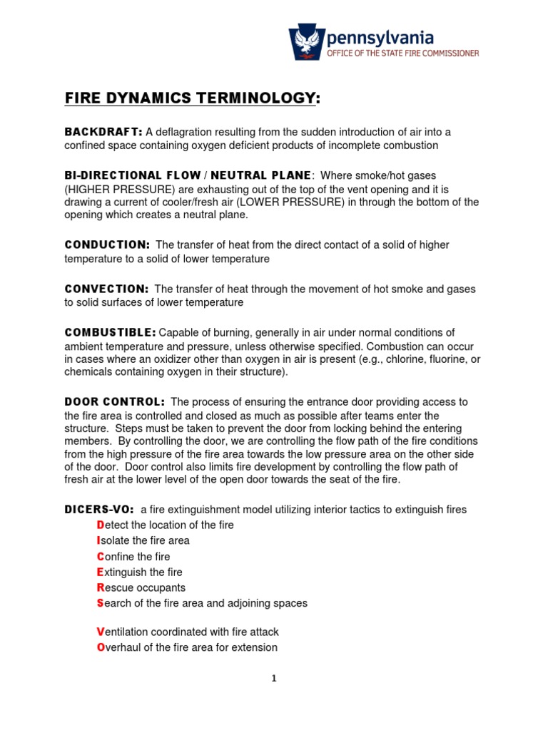 Fire Dynamics Terminology | PDF