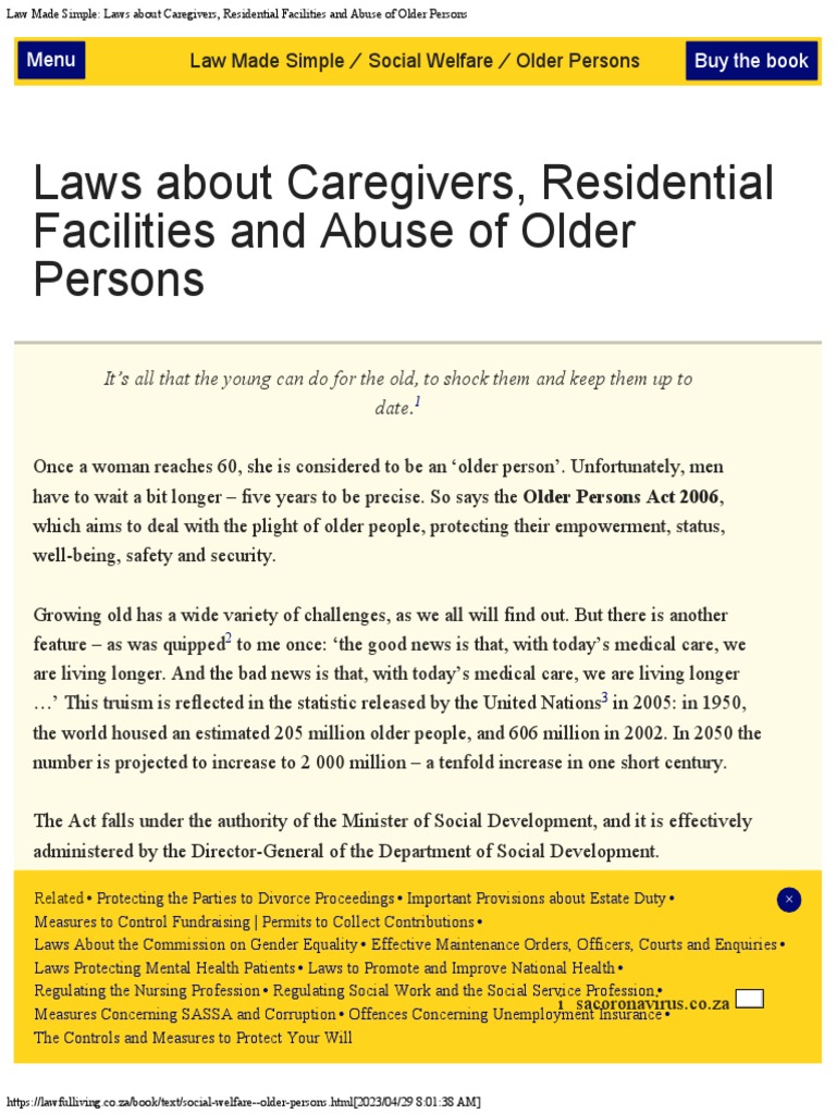 Law Made Simple Laws About Caregivers, Residential Facilities and Abuse of Olde | Download Free ...