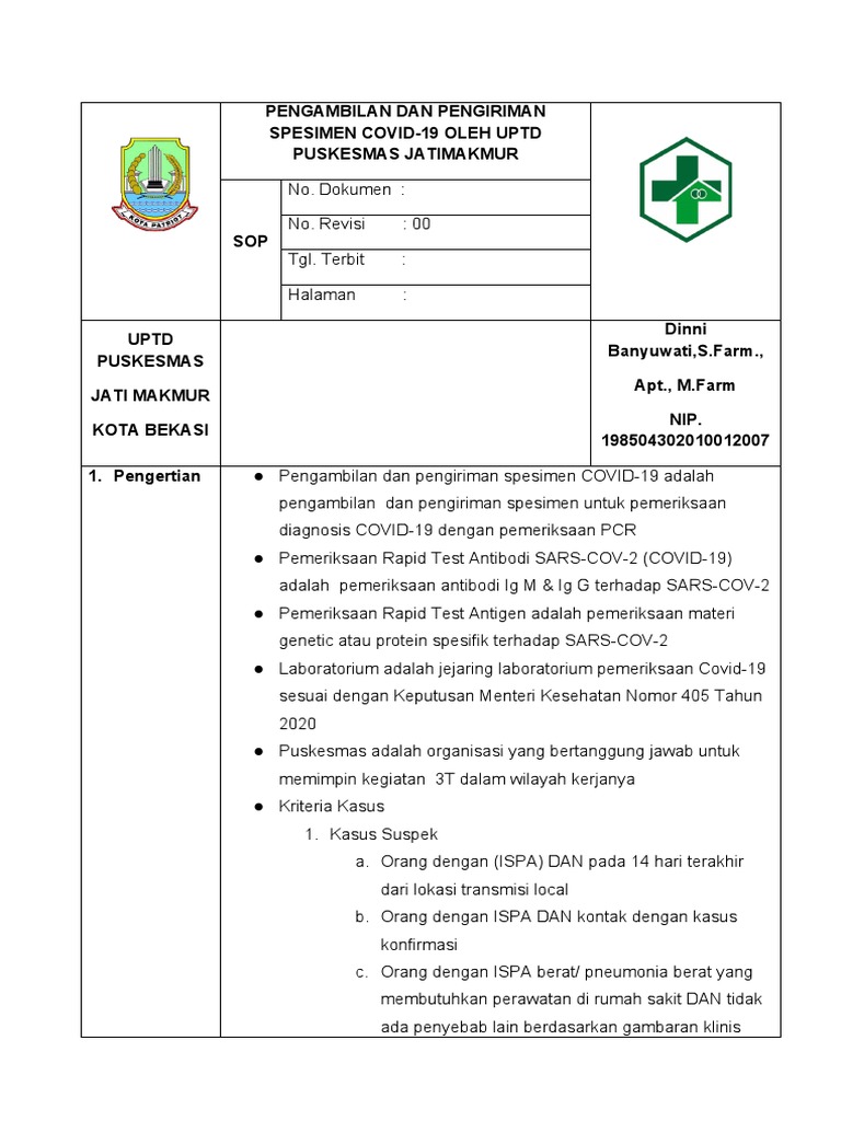 Sop Pengambilan Dan Pengiriman Sampel | PDF