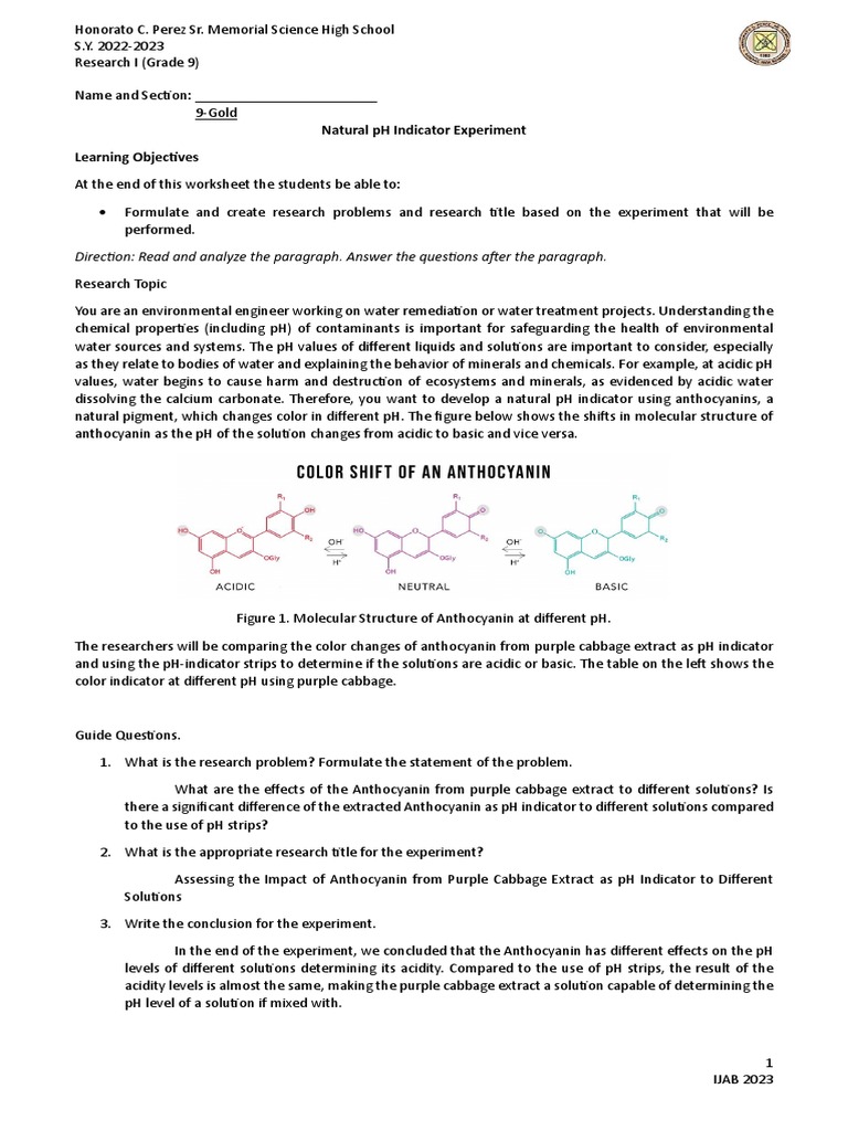 Natural PH Indicator Experiment | PDF | Ph | Chemistry