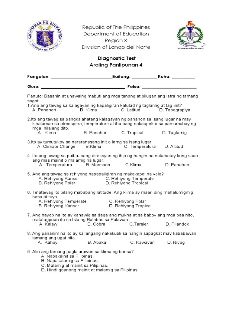 Ap4 Diagnostic Test | PDF