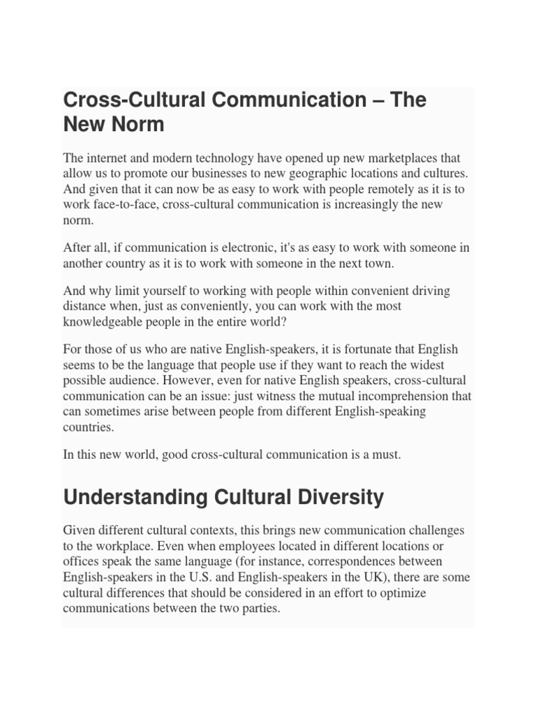 Cross-Cultural Communication Essentials | PDF | Cross Cultural ...