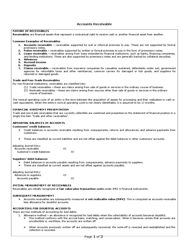 Accounts Receivable | PDF | Debits And Credits | Financial Accounting Accounts Receivable | PDF | Debits And Credits | Financial Accounting