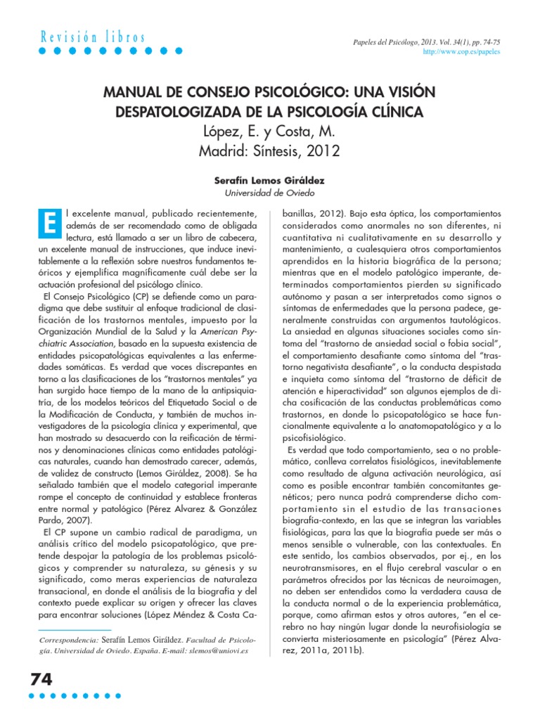Una Visión Despatologizada de La Psi Clínica | PDF