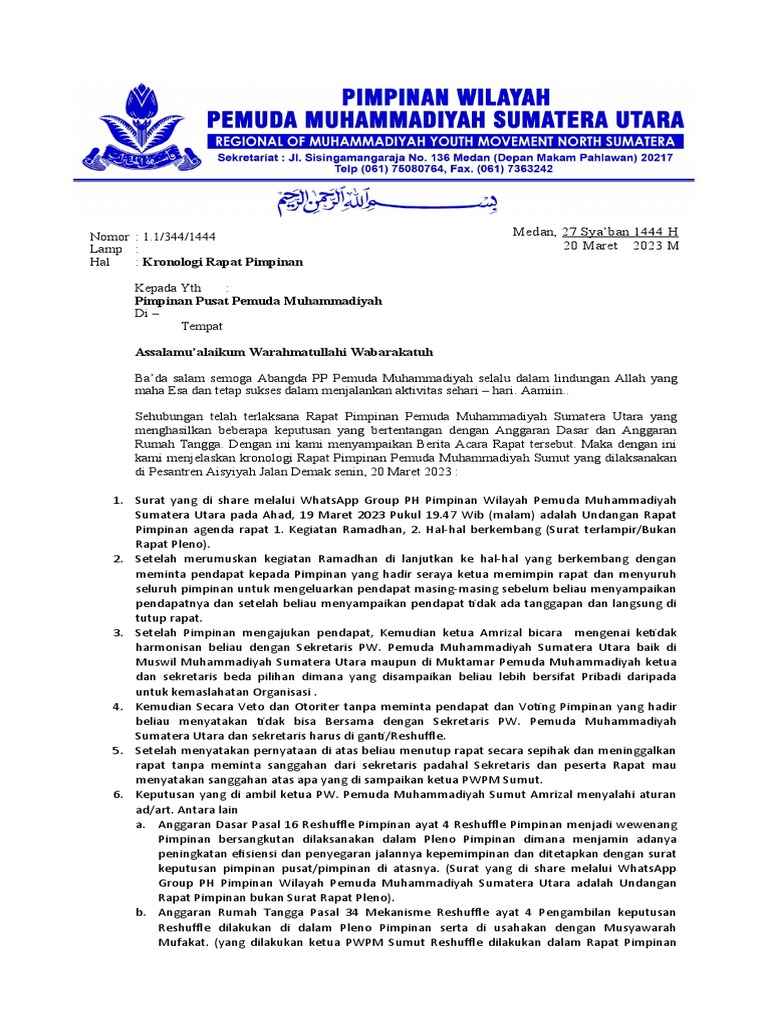 Berita Acara Rapat PWPM Sumut | PDF