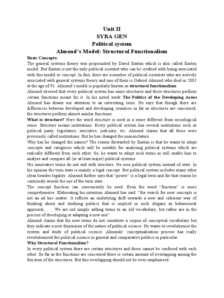 Political System - Gabrial Almond | PDF | System | Democracy