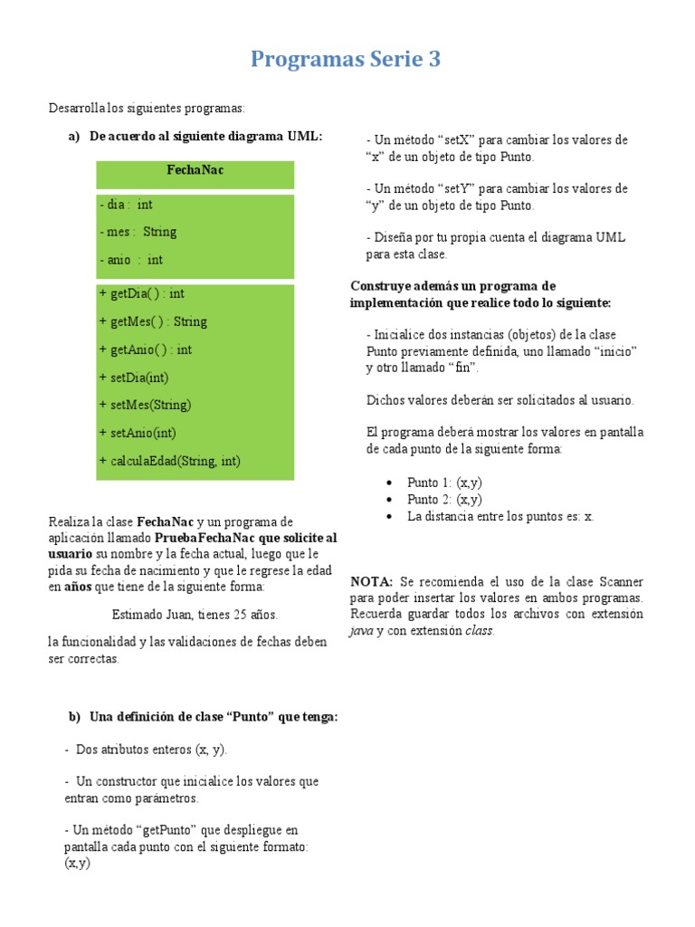 Programas Serie 3-Con Scanner | PDF | Objeto (informática) | Constructor (Programación Orientada ...